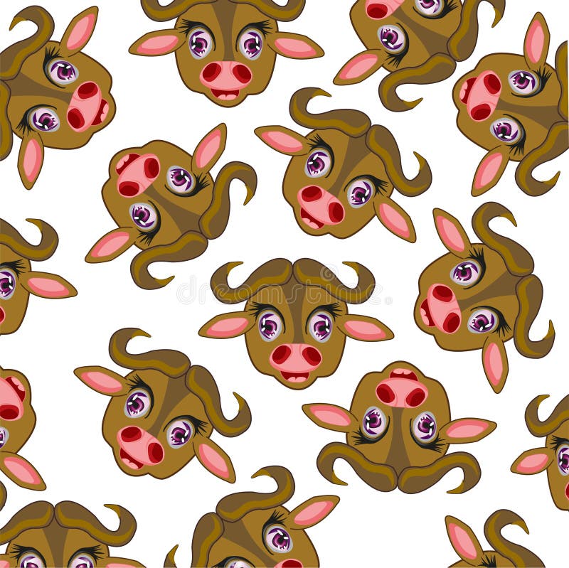 Vector Illustration of the Head of the Buffalo Decorative Pattern Stock ...