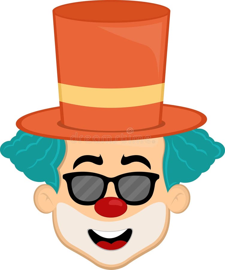Vector Illustration Head Character Clown Cartoon Sunglasses Stock ...