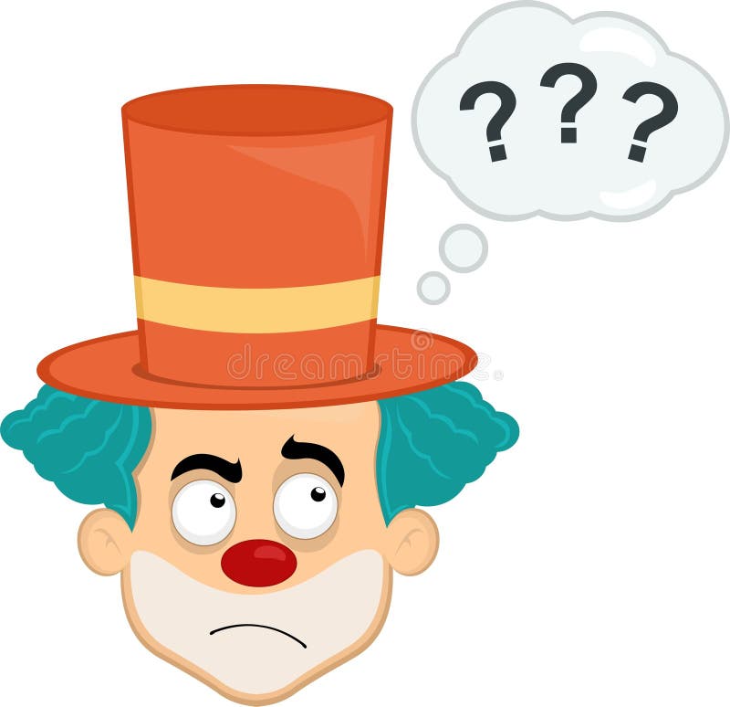 Vector Illustration Head Character Clown Cartoon Think Cloud and ...