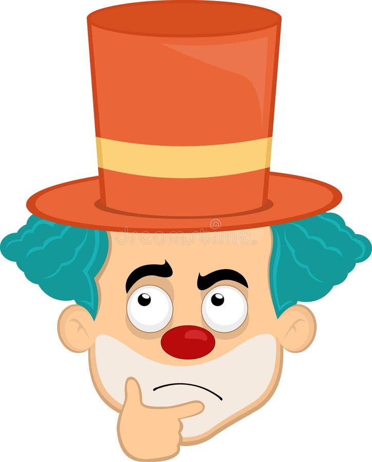 Vector Illustration Head Character Clown Cartoon Think Doubt Gesture ...