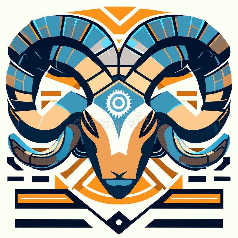 Vector Illustration of a Head of a Goat with a Geometric Pattern ...