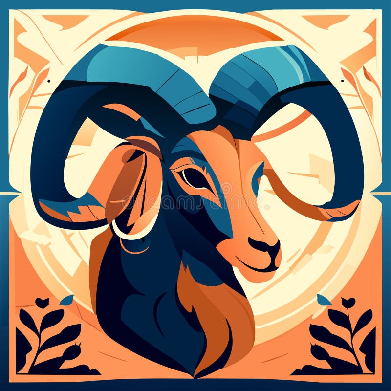 Vector Illustration of the Head of a Ram on an Abstract Background ...