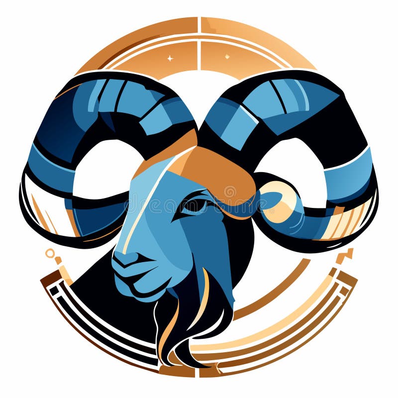 Illustration of a Head of a Ram in a Circle. Vector Illustration ...
