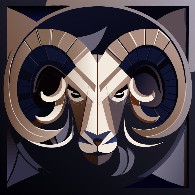 Vector Illustration of the Head of a Ram in a Decorative Style. AI ...