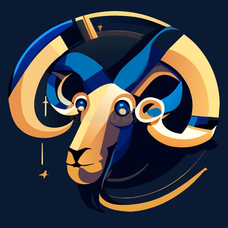 Vector Illustration of a Head of a Ram in the Form of a Circle. Generative AI Stock Vector ...