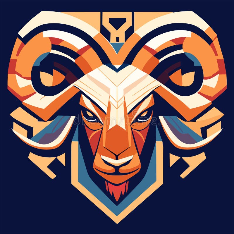 Vector Illustration of a Head of a Ram in the Form of a Shield. AI ...