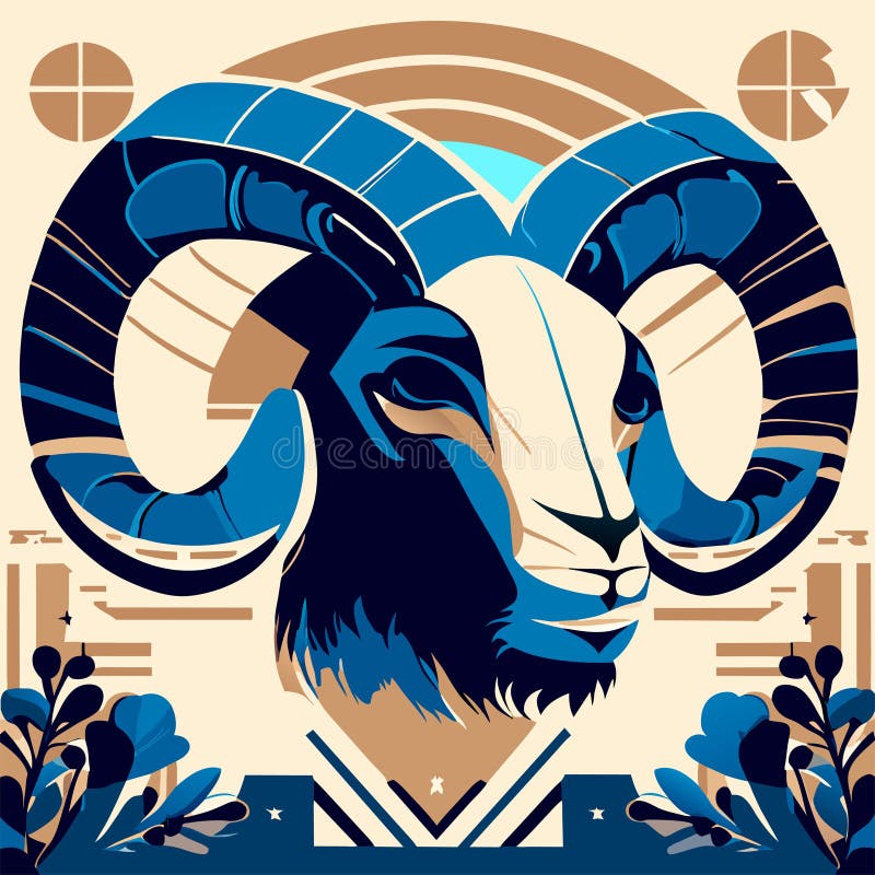 Vector Illustration of the Head of a Ram in a Modern Style. AI ...