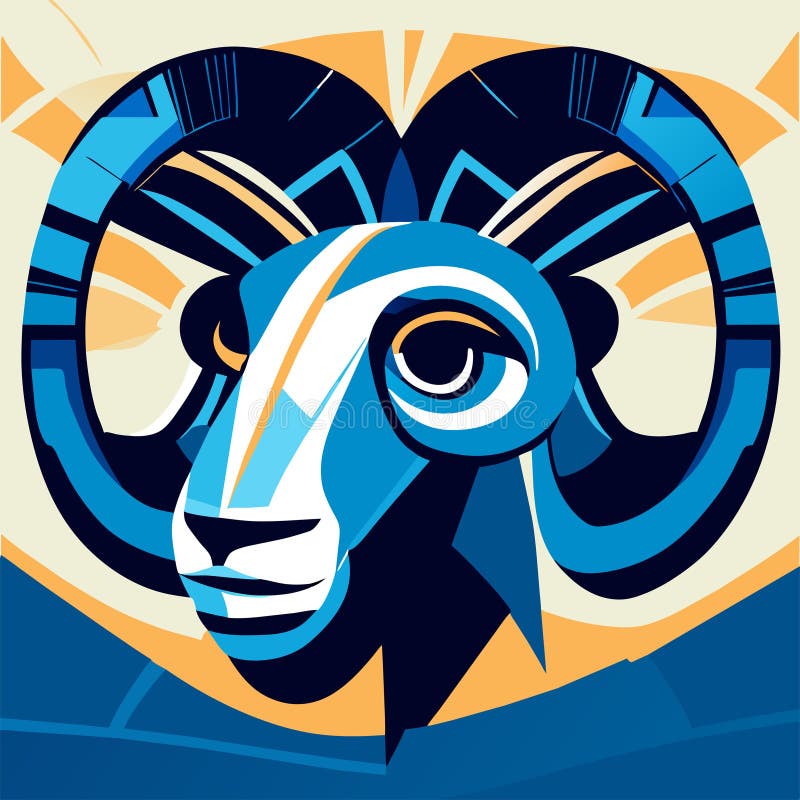 Vector Illustration of the Head of a Ram in a Modern Style. Generative ...