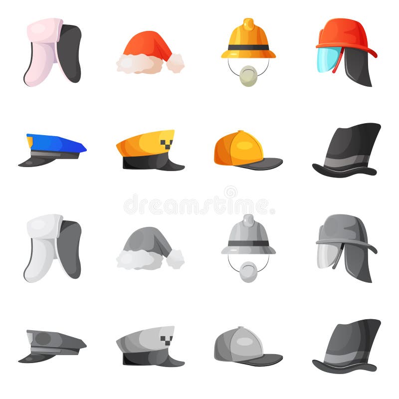 Vector Design of Headgear and Cap Logo. Set of Headgear and Accessory ...