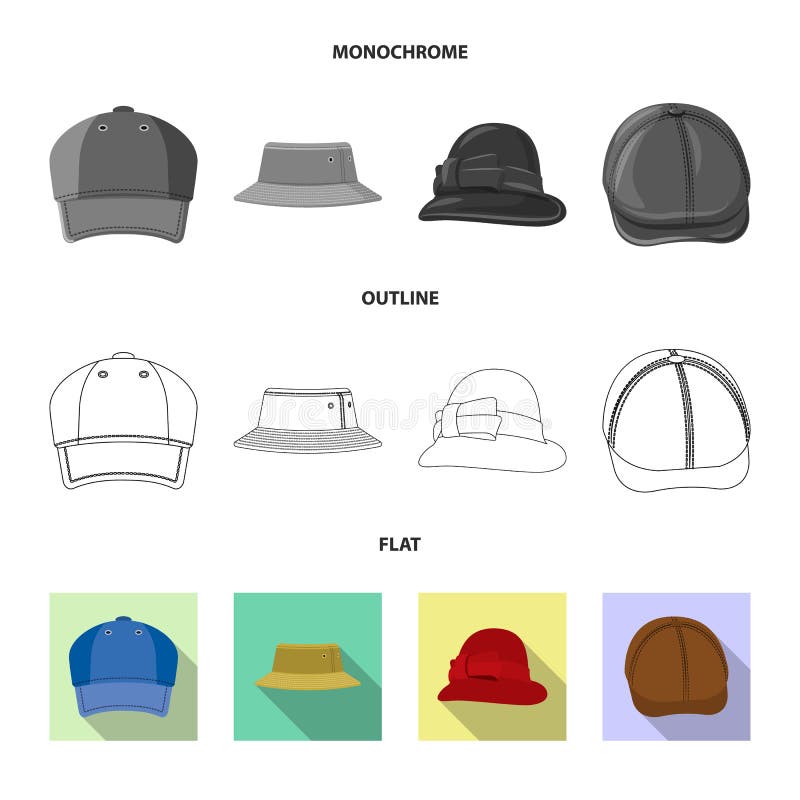 Vector Illustration of Headgear and Cap Icon. Collection of Headgear ...
