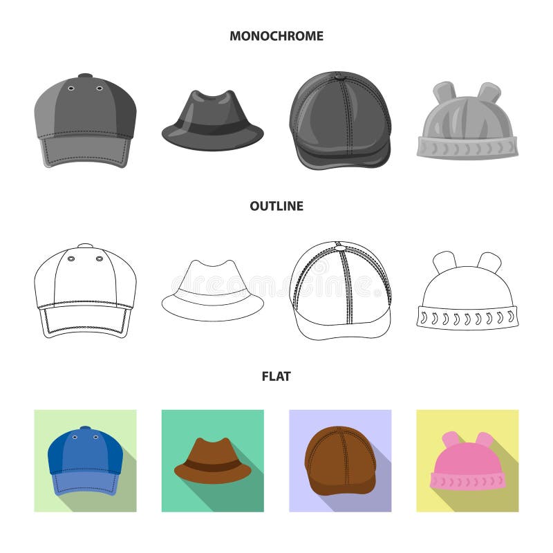 Vector Illustration of Headgear and Cap Logo. Set of Headgear and ...