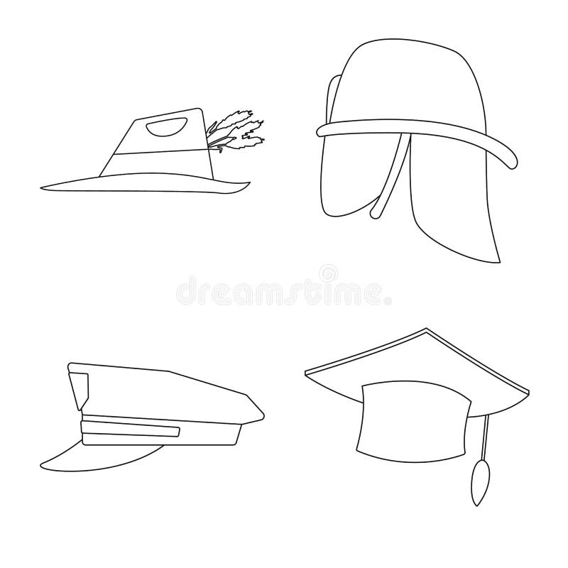 Vector Illustration of Headgear and Cap Symbol. Collection of Headgear ...