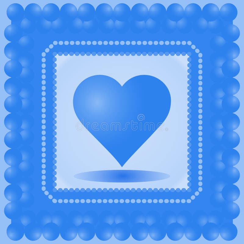 Vector Illustration of Heart. Blue Heart in Frame. Wedding Card Stock ...