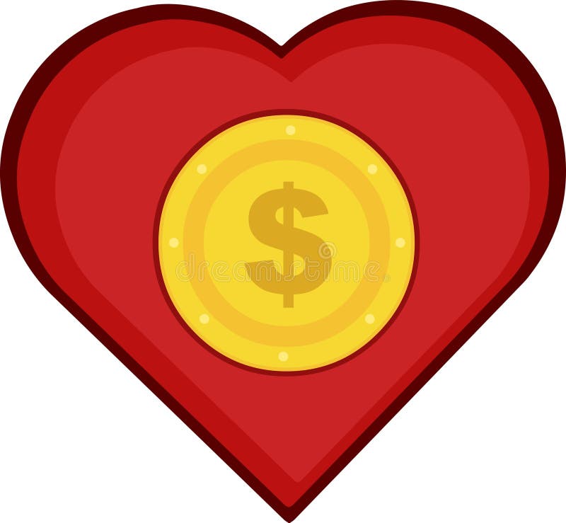 Vector Illustration Heart Coin Dollar Sign Donate Concept Stock Vector ...