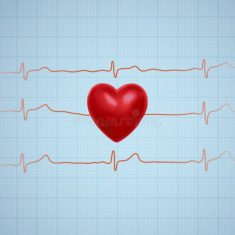 Vector Illustration of Heart with Ecg Graph Line Stock Vector ...