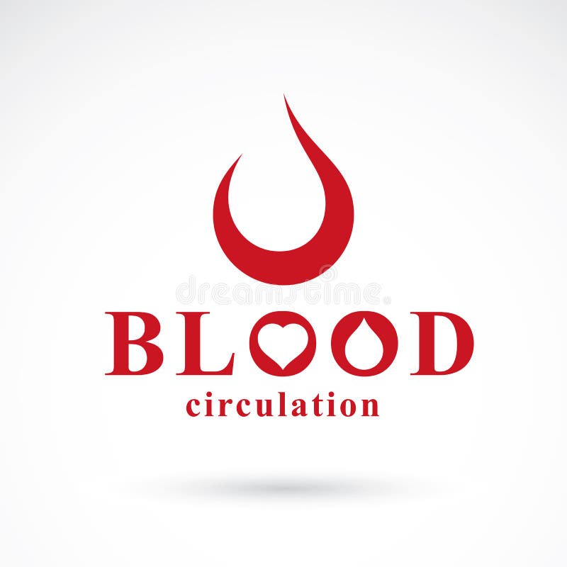 Vector Illustration of Heart Shape and Blood Drop. Blood Circulation ...