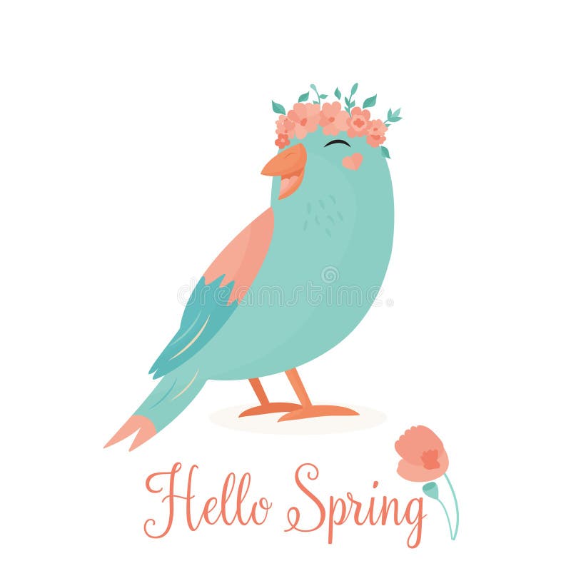 Vector Illustration. Hello Spring Bird Stock Vector - Illustration of ...