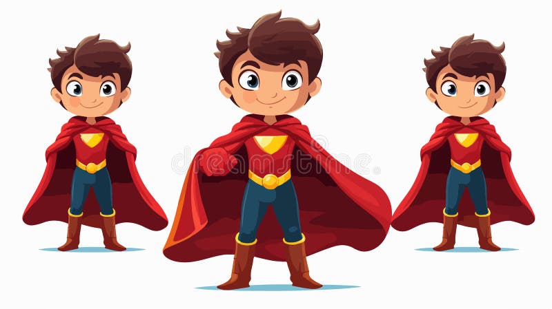 Vector Illustration of Hero Boy in Cape Cartoon Stock Vector ...