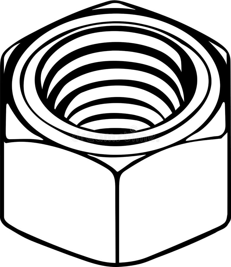 Hex Nut Illustration stock vector. Illustration of fastener - 133626362