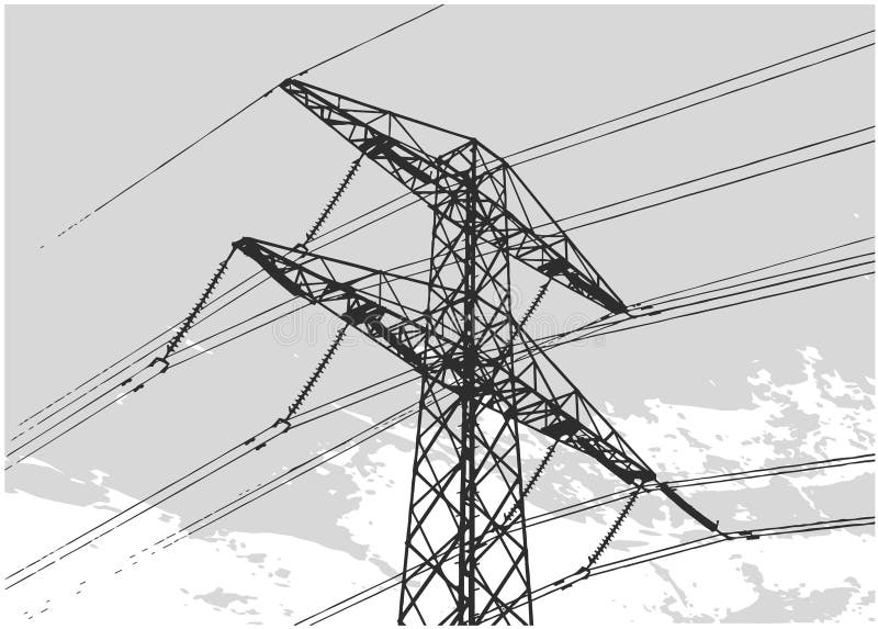 Vector Illustration of High Voltage Electrical Power Grid, Transmission ...