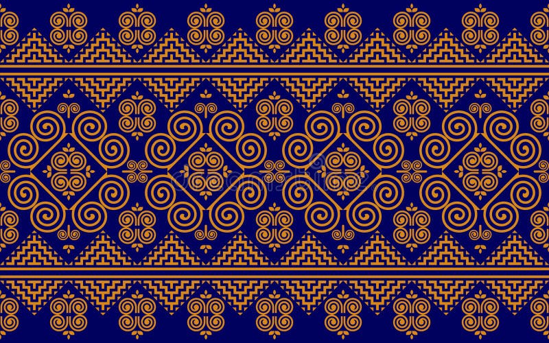 Vector Illustration of Hmong Ethnic Pattern on Dark Blue Background ...