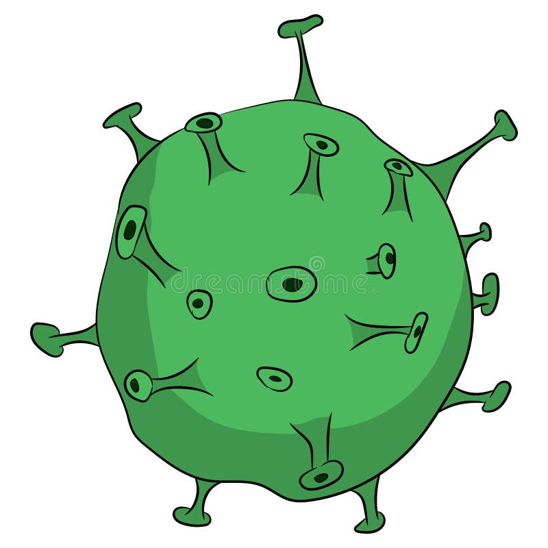 Green Microbe. One Eye Monster in Funny Cartoon Style Stock Vector ...