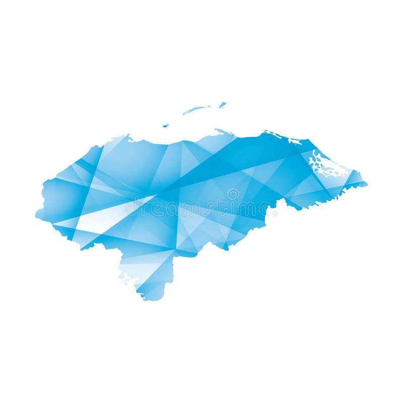 Vector Illustration of Honduras Map with Blue Colored Geometric Shapes ...