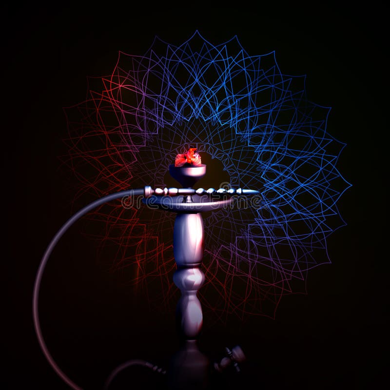 On a Dark Background a Hookah Stock Vector - Illustration of silhouette ...