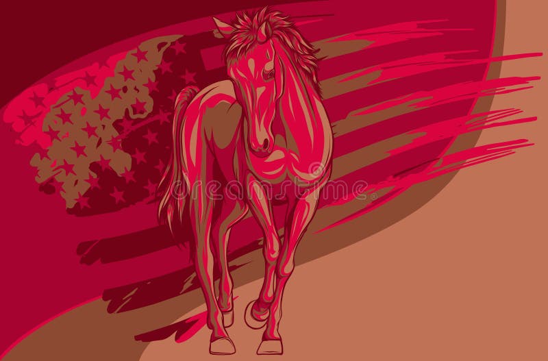 Vector Illustration of Horse with American Flag Stock Vector ...