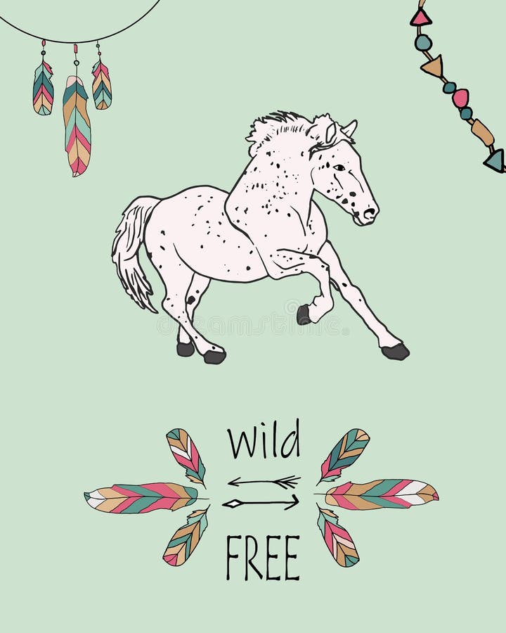 Vector Illustration of a Horse in Boho Style Stock Vector ...