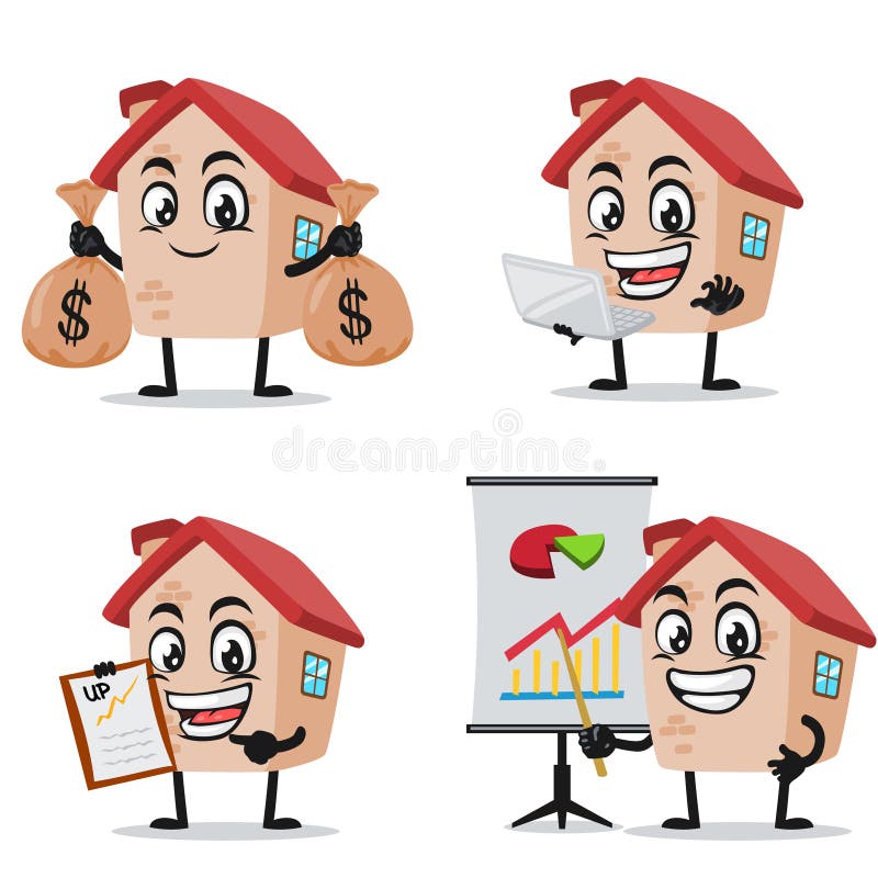 Vector Illustration of House Mascot or Character Stock Illustration ...