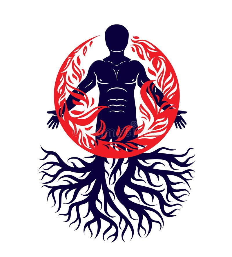 Tree with roots. stock vector. Illustration of symbol - 98861763