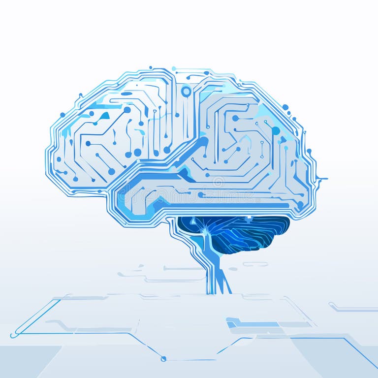 Vector Illustration of a Human Brain with Electronic Circuit Board ...