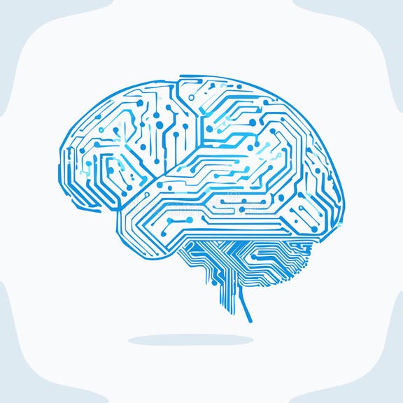 Vector Illustration of a Human Brain with Electronic Circuit Board ...