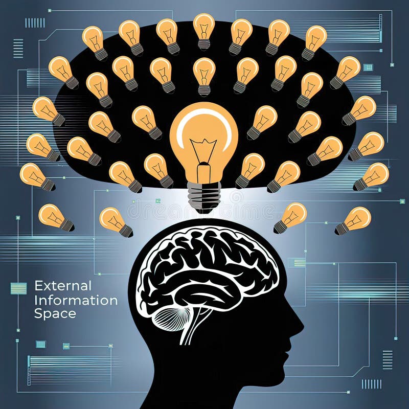 Vector Illustration, Human Brain with Incoming Information from ...
