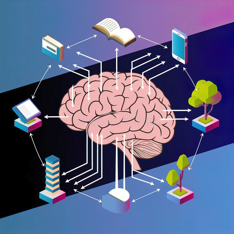 Vector Illustration, Human Brain with Incoming Information from ...