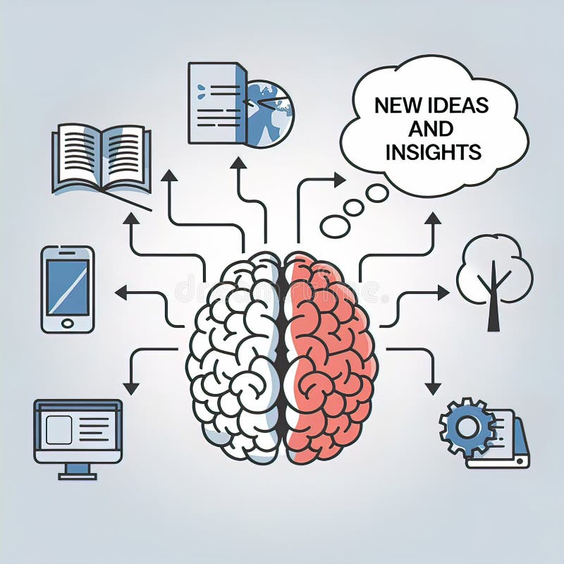 Vector Illustration, Human Brain with Incoming Information from ...