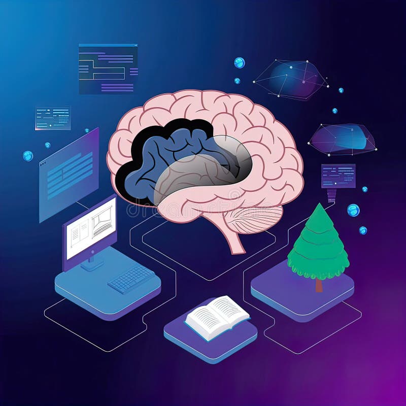 Vector Illustration, Human Brain with Incoming Information from ...