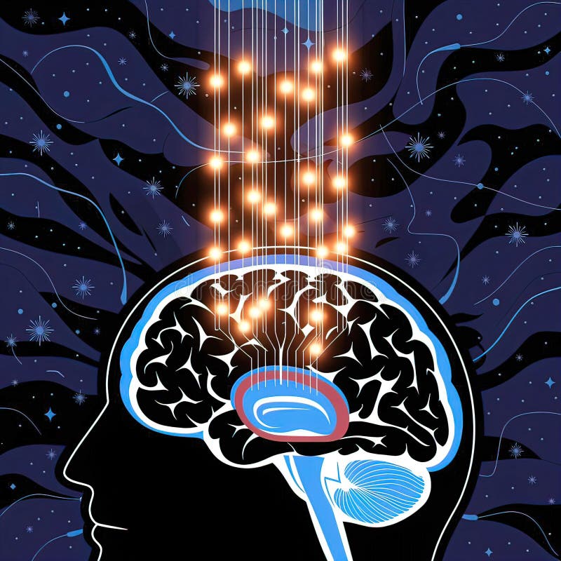 Vector Illustration, Human Brain with Incoming Information from ...