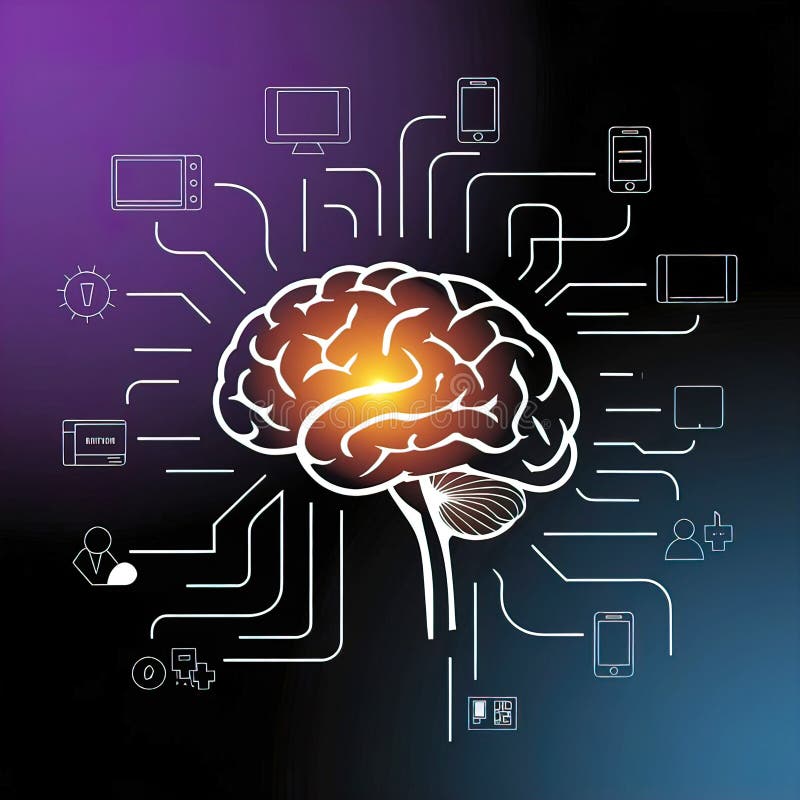 Vector Illustration, Human Brain with Incoming Information from ...