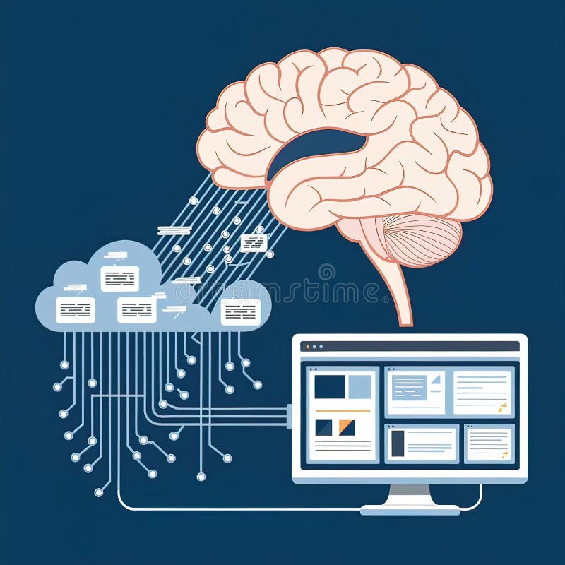Vector Illustration, Human Brain with Incoming Information from ...