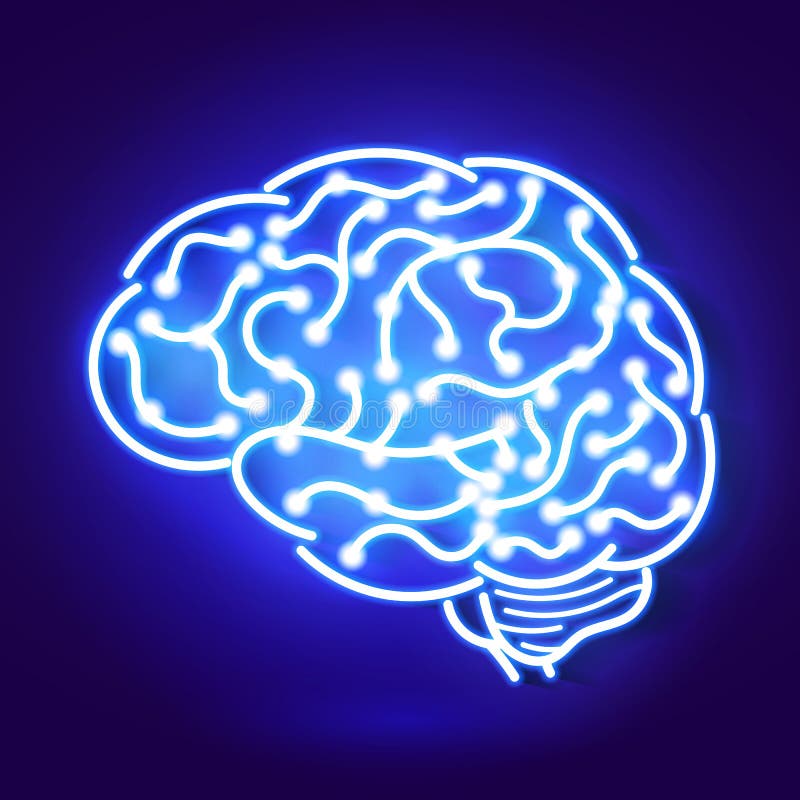Brain Blue Glowing Neon Stock Illustrations – 513 Brain Blue Glowing ...