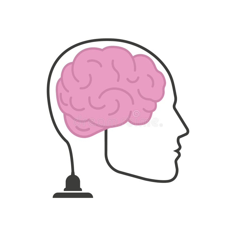 Vector Illustration of Human Brain with Plug. Stock Vector ...