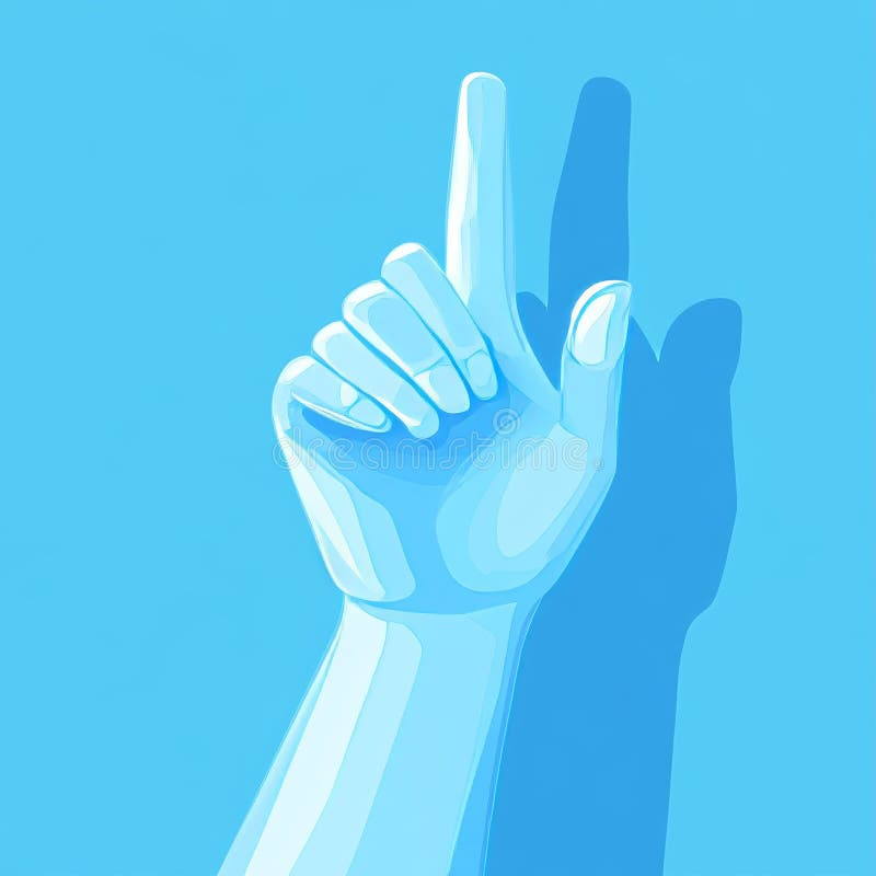 Vector Illustration of Human Hand in Flat Style. Isolated on Blue ...