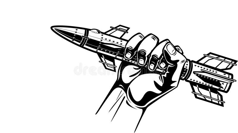Vector Illustration of Human Hand Holding Missile Stock Vector ...