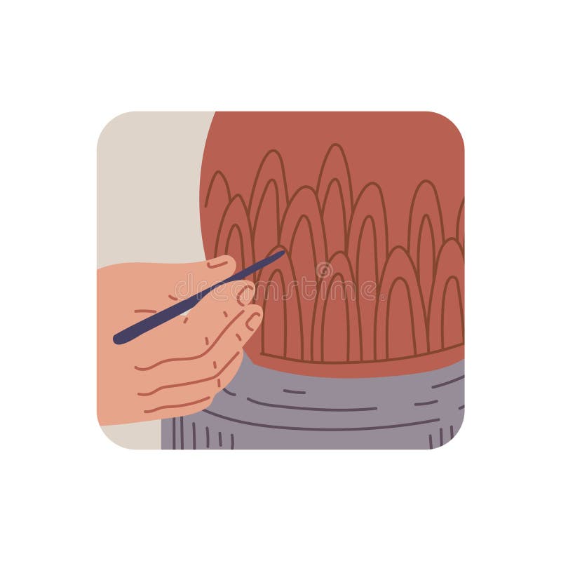 Vector Illustration of Human Hands Forming a Pattern on Clay Pottery ...