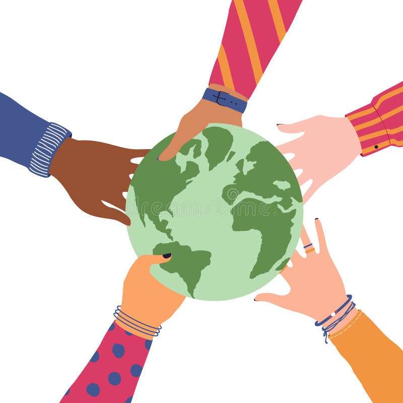 Vector Illustration Of Human Hands Holding Earth Globe Concept Of