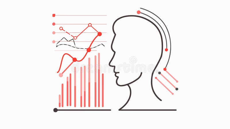 Human Head and Graph Vector Illustration Icon for Data Analysis and ...