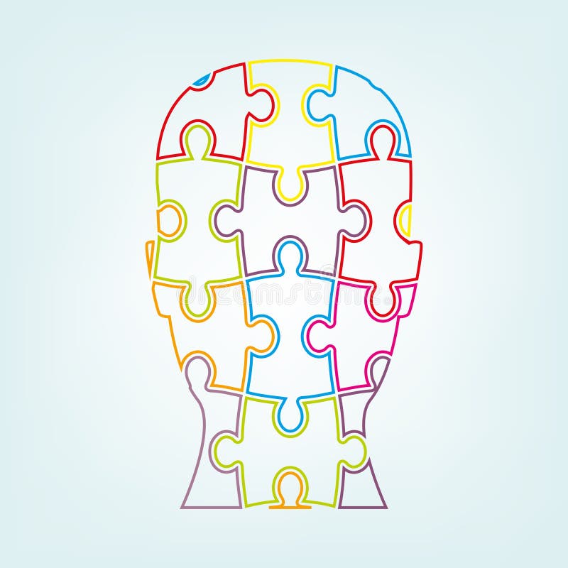 Head Puzzle Black Missing Piece Outlined Stock Vector - Illustration of ...