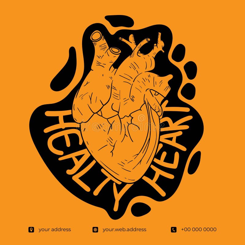 Vector Illustration of Human Heart in Hand Drawn Design with Black ...